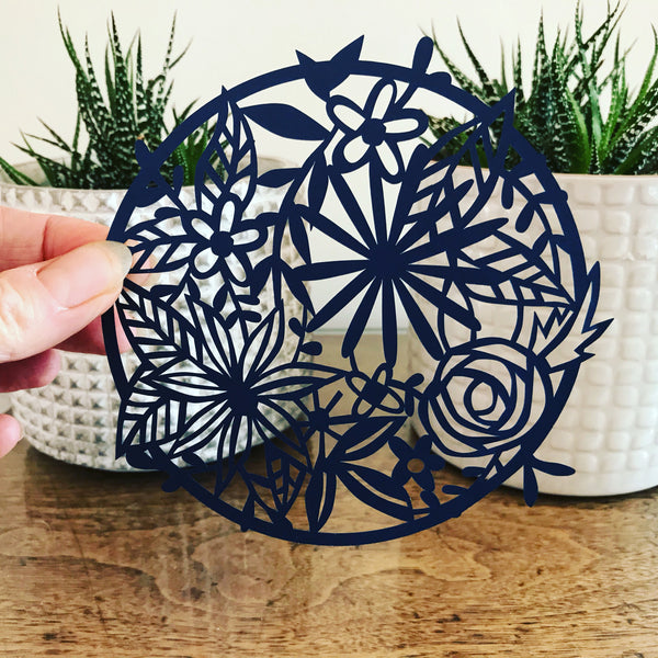 Circular Floral Paper Cut – www.carolinerees.co.uk