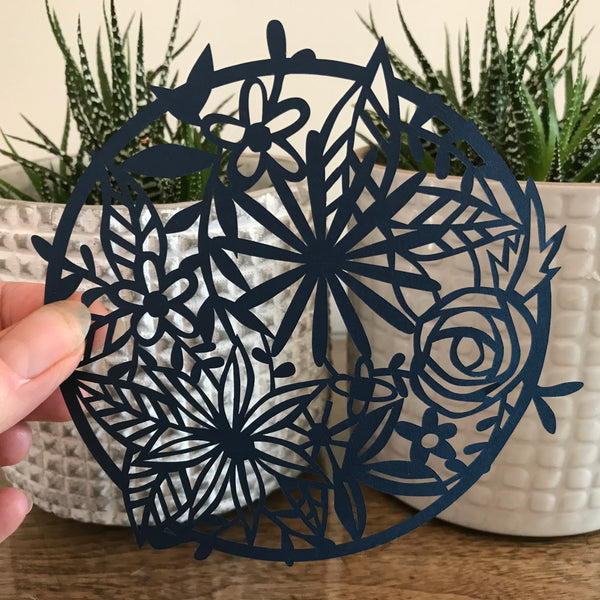 Circular Floral Paper Cut – www.carolinerees.co.uk